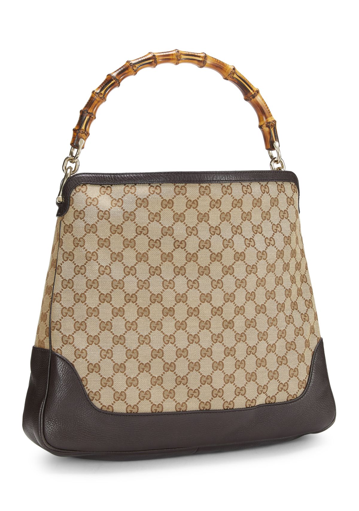 What Goes Around Comes Around Gucci Brown Canvas Diana Bamboo Hobo Large - FINAL SALE, NO ...