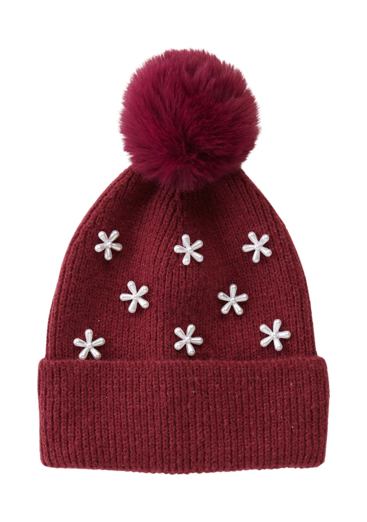 Crown & Ivy™ Women's Flower Pearl Beanie | Belk