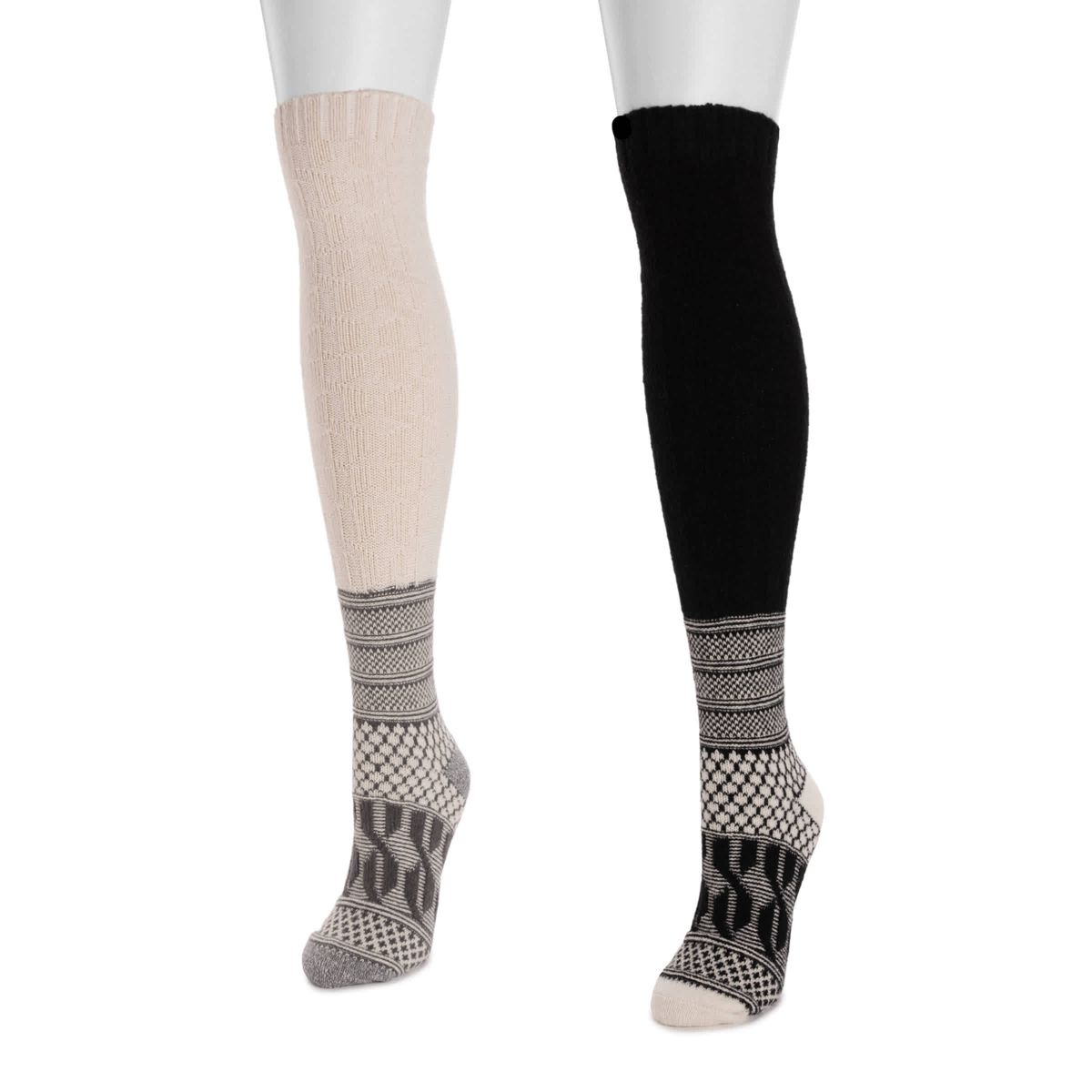MUK LUKS® Patchwork Texture Over-The-Knee Socks 2 Pack | Belk