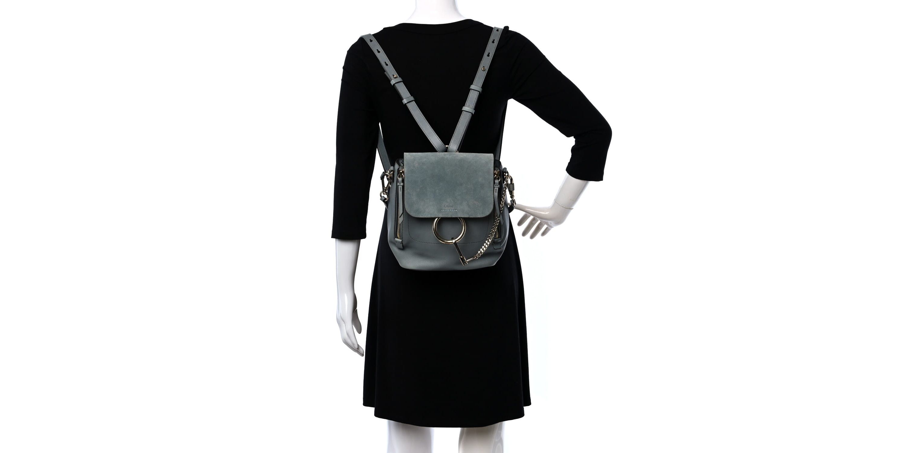 FASHIONPHILE Chloe Suede Calfskin Small Faye Backpack Cloudy Blue ...