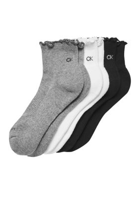 Calvin Klein Cushion Ruffle Quarter Socks - 3 Pack | belk