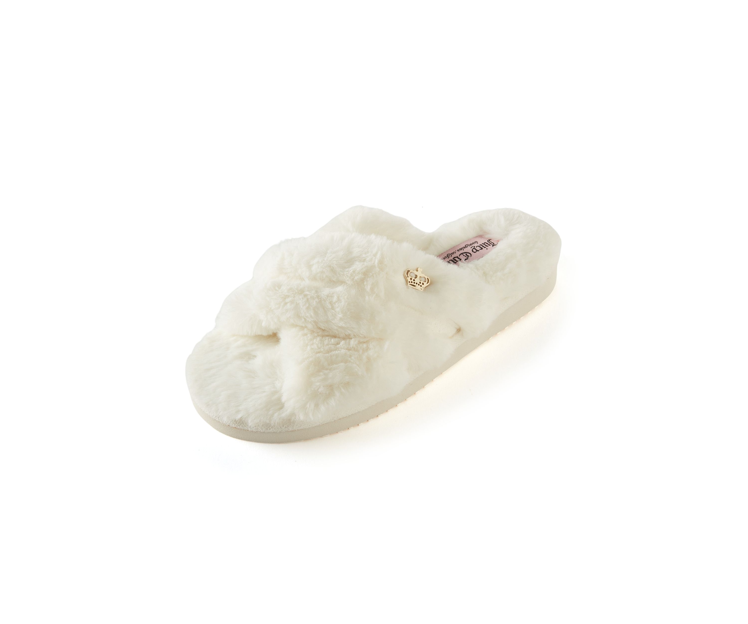 Juicy Couture Faux Fur Cross Slide Slippers | Belk