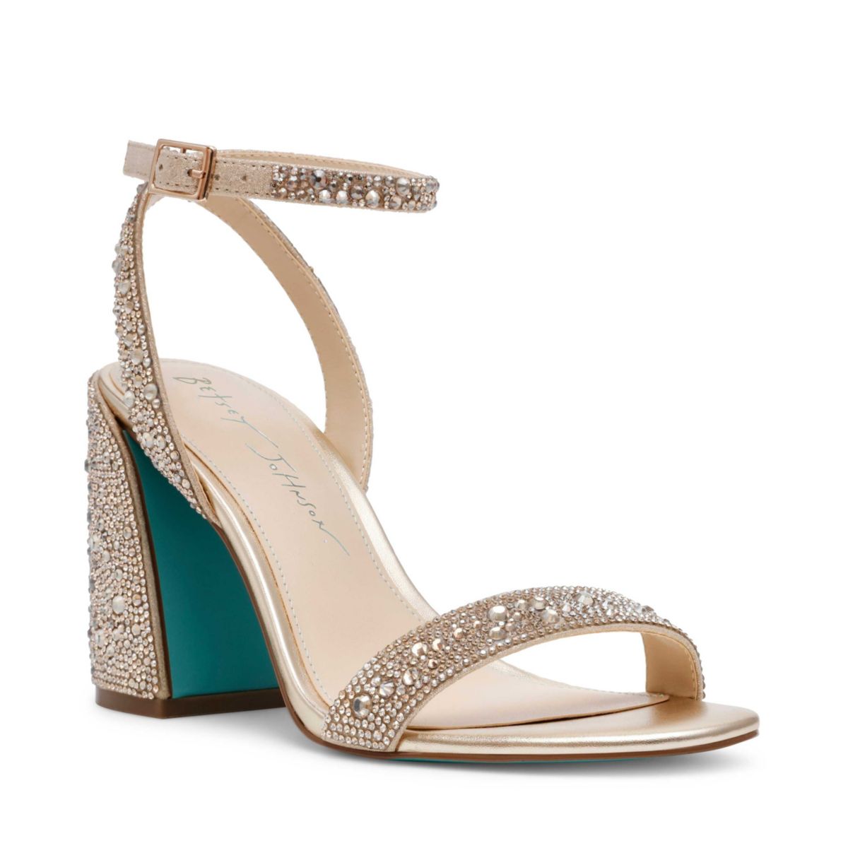 Betsey Johnson Jet Rhinestone Block Heel Sandal | Belk