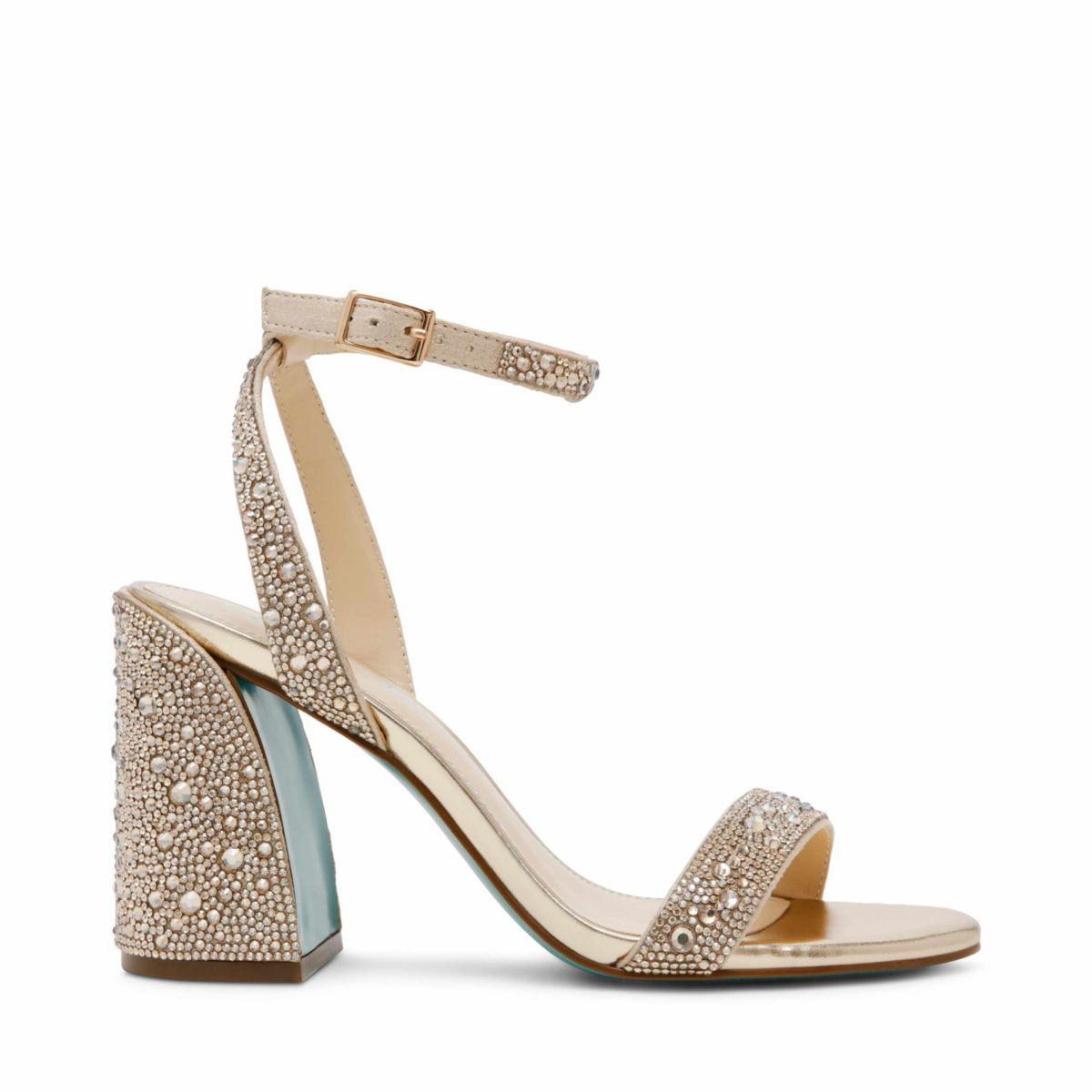 Betsey Johnson Jet Rhinestone Block Heel Sandal | Belk