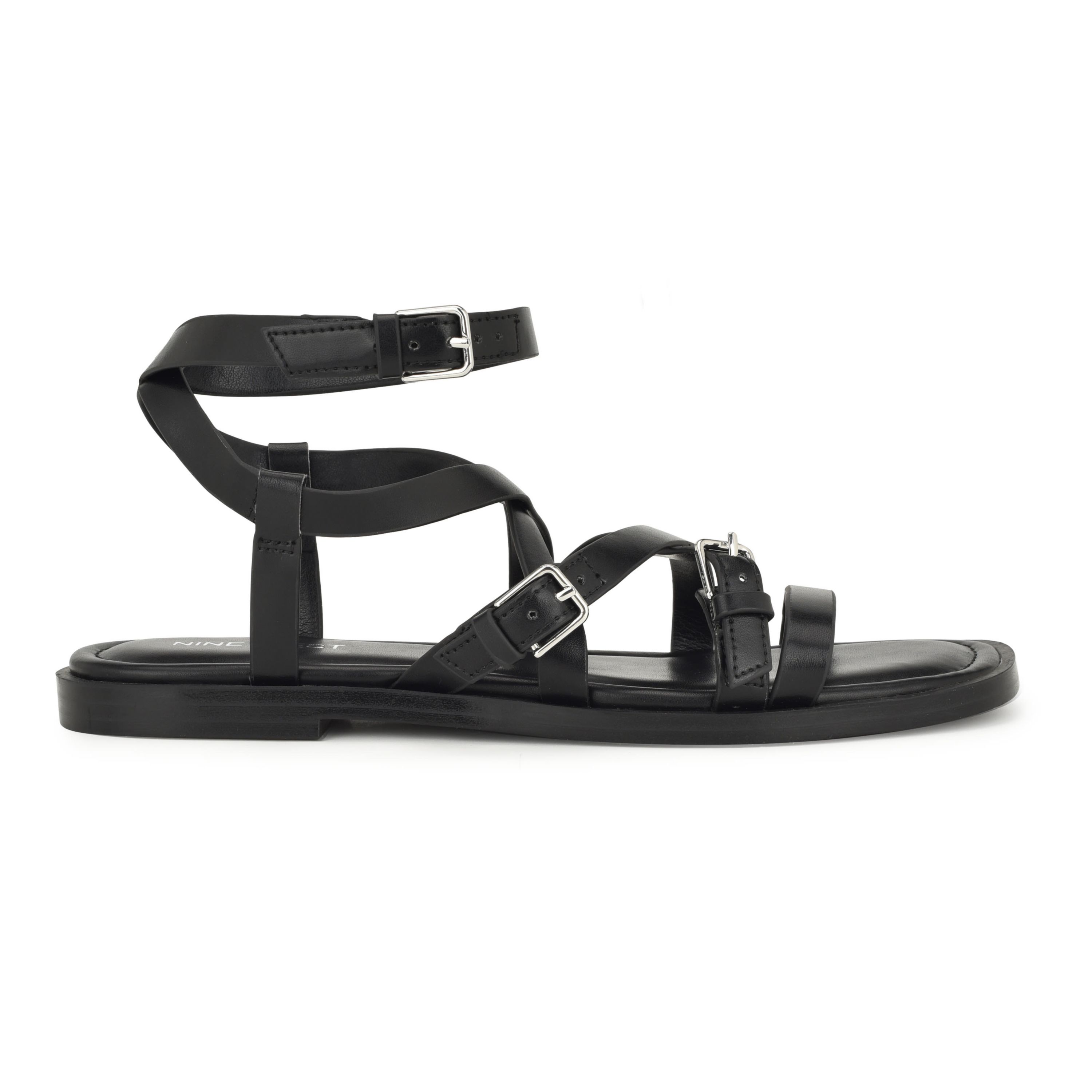 Nine West Rulen Square Toe Strappy Flat Sandals | Belk