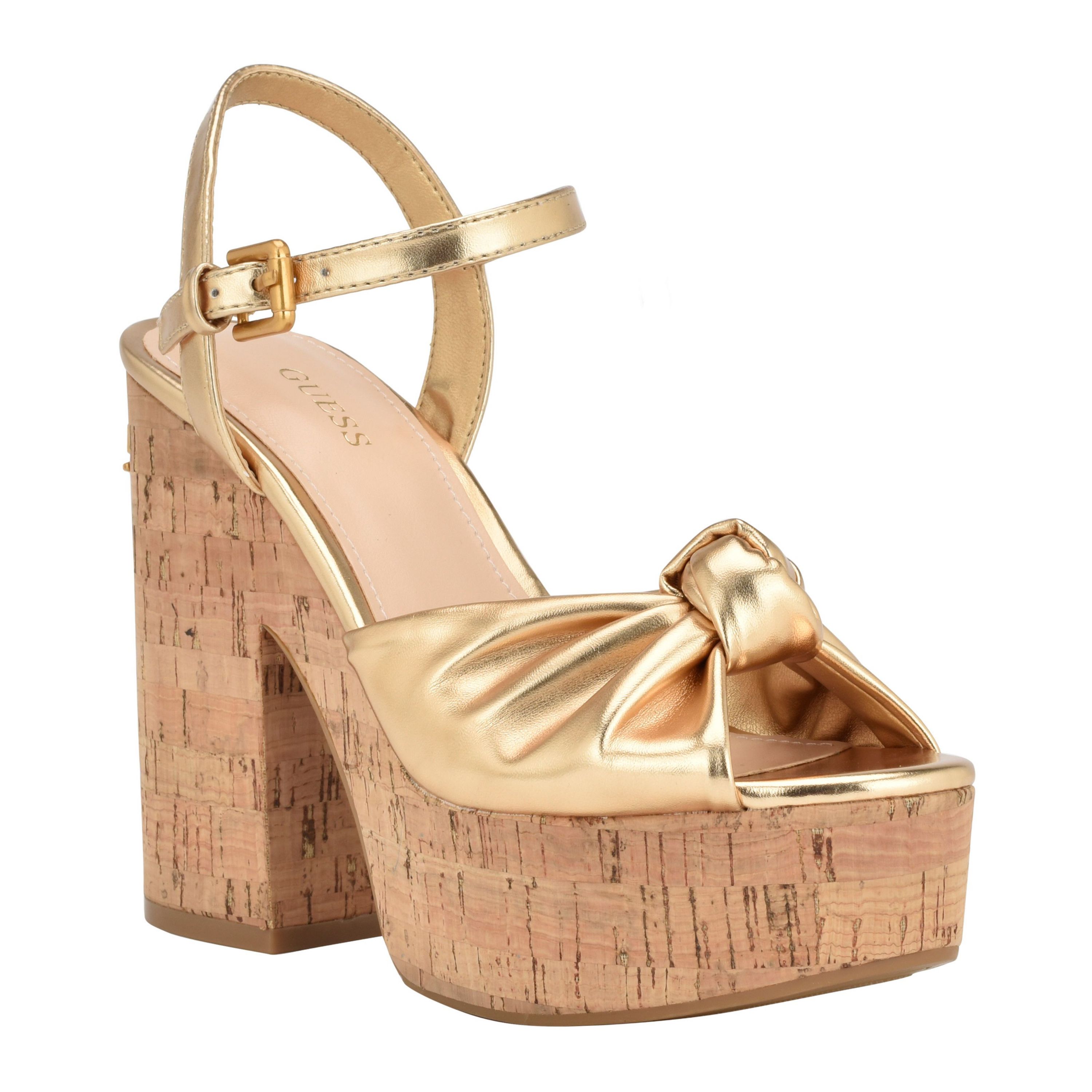 GUESS® Yipster Platform Cork Wedge Sandal with Knot | Belk