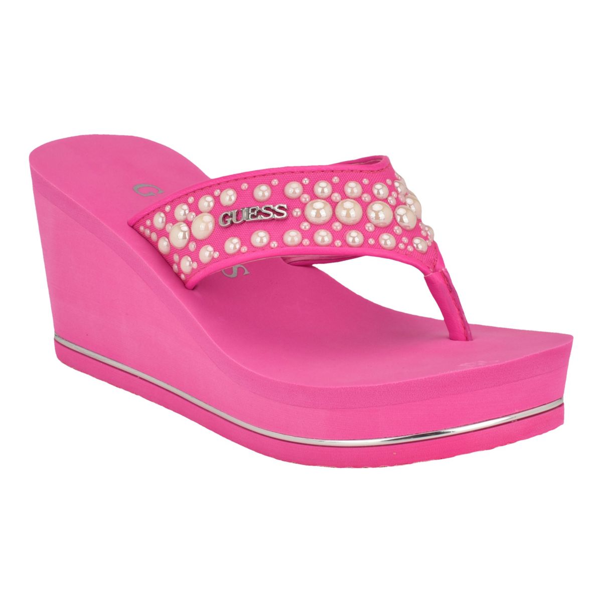 GUESS® Silus Pearl Detail Thong EVA Wedge Sandal | Belk
