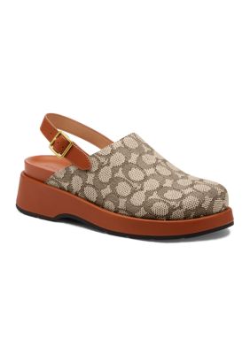 COACH Signature Textile Jacquard Sculpted C Platform Clogs | Belk
