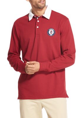 IZOD Long Sleeve Solid Rugby Shirt with Patch | belk