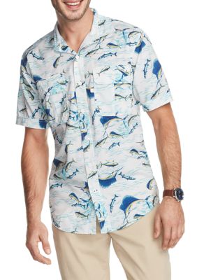 IZOD Saltwater Printed Performance Beach Button Up Shirt | belk