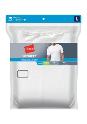 Hanes® Bonus Pack 5+1 Sport Cotton Crew Neck with Wicking T-Shirt | belk