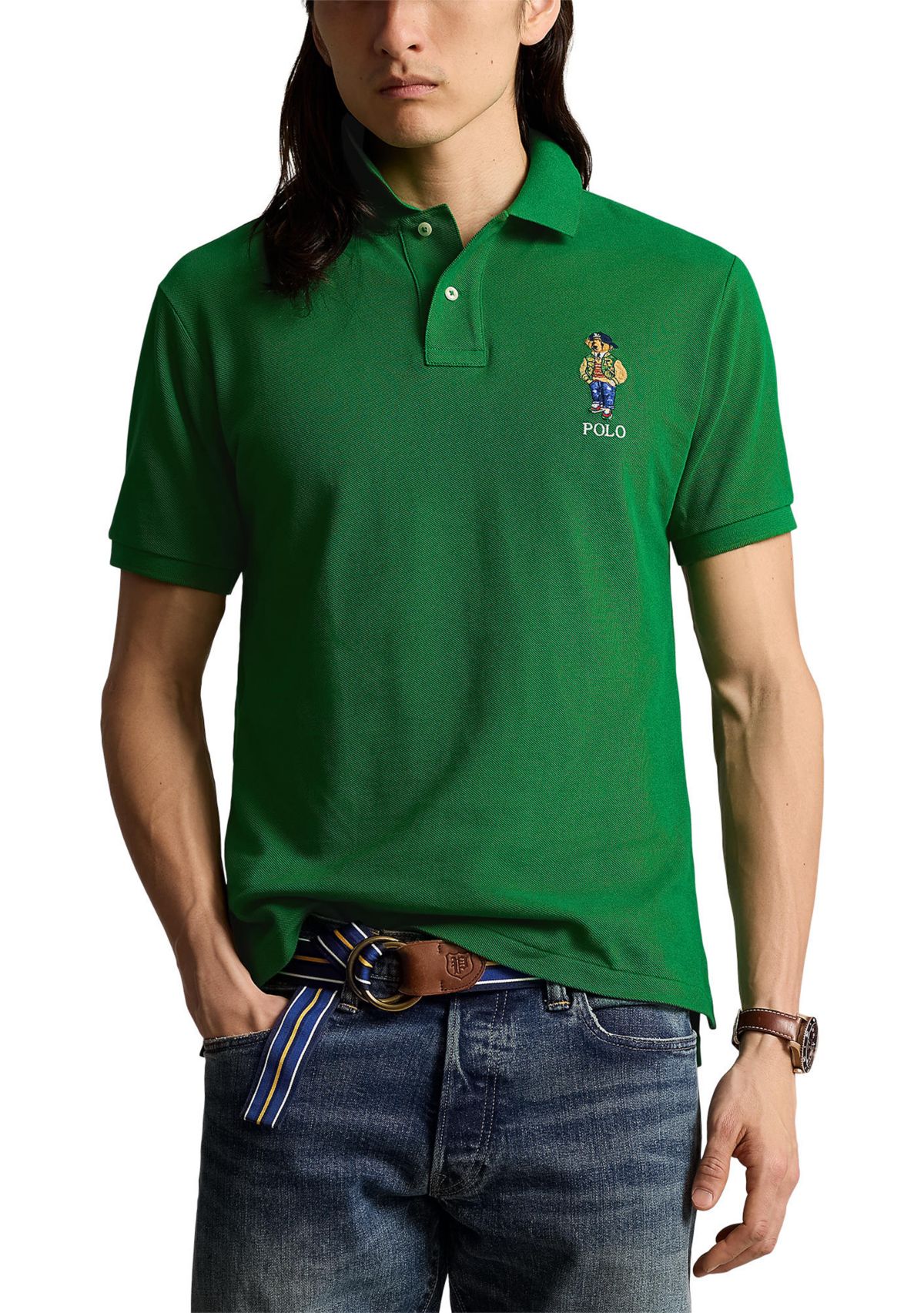 Polo Ralph Lauren Custom Slim Polo Bear Mesh Polo Shirt | Belk