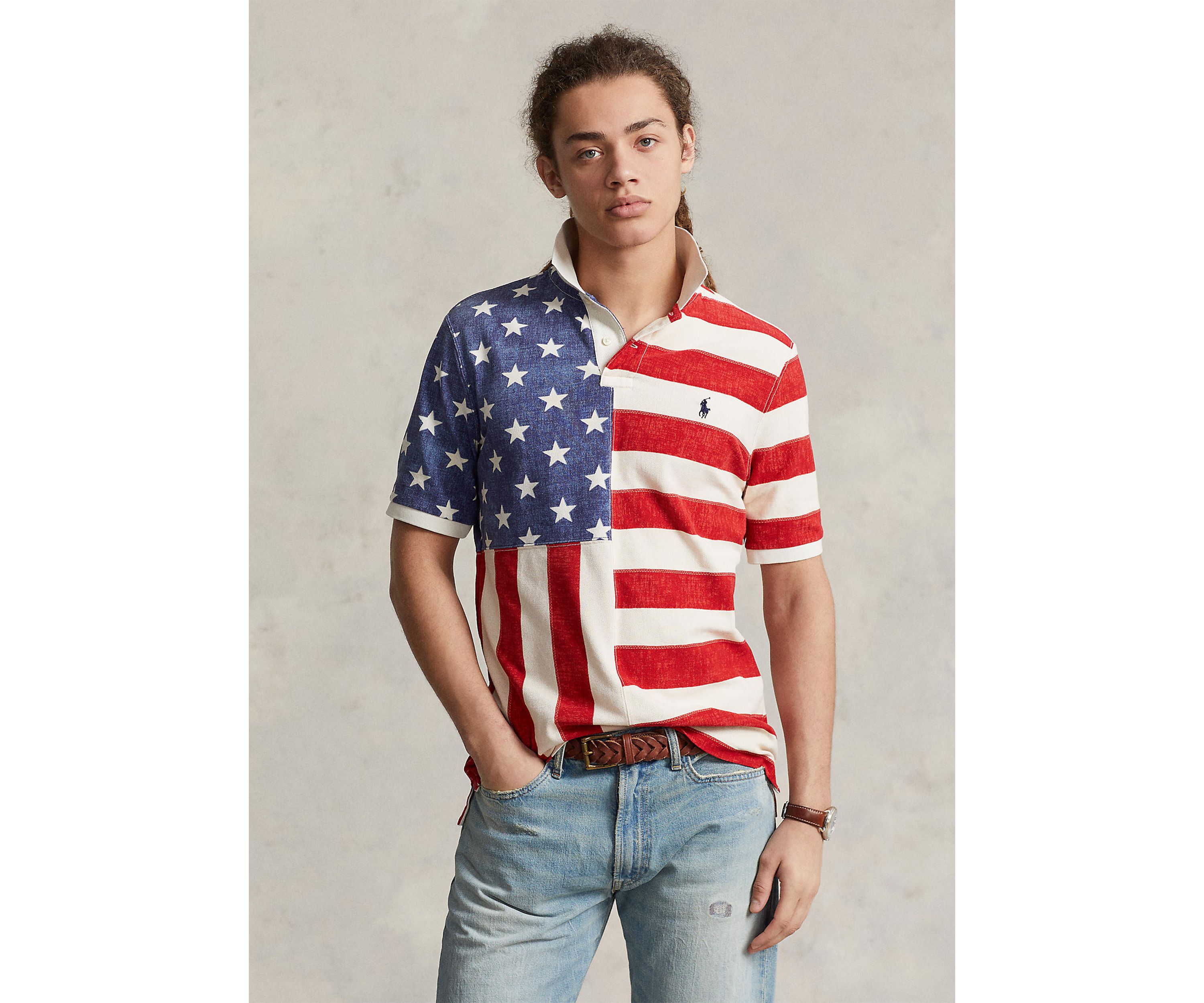 Polo Ralph Lauren Classic Fit Flag Print Mesh Polo Shirt | Belk