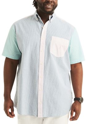 Nautica Big & Tall Seersucker Striped Short Sleeve Shirt | belk
