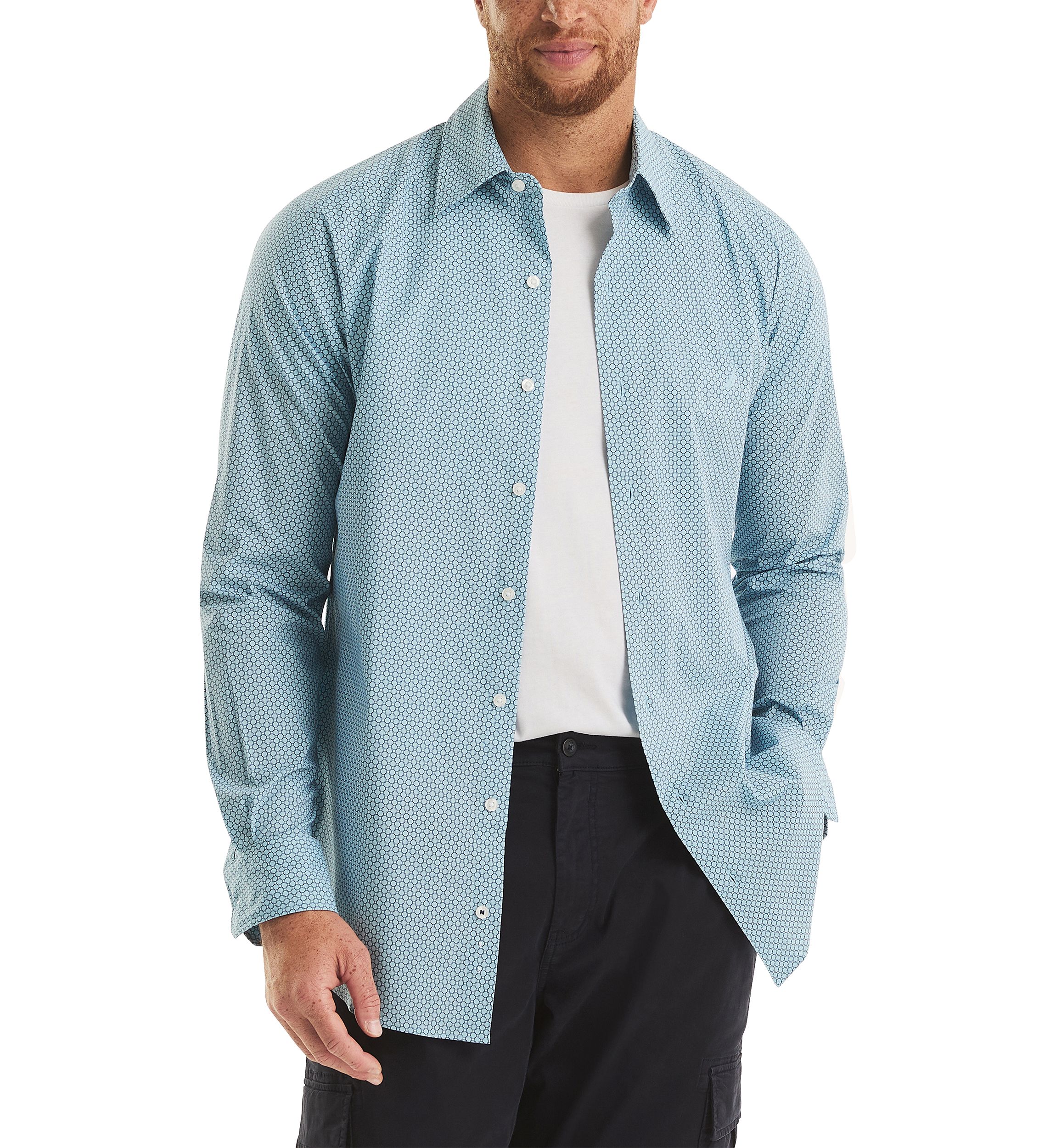 Nautica Big & Tall Long Sleeve Printed Button Up Shirt | Belk