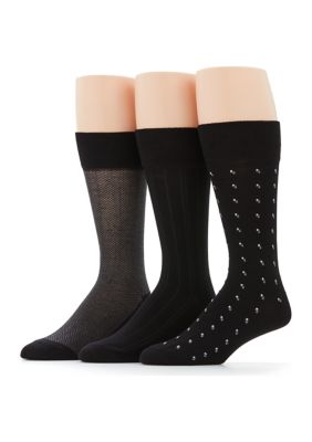 Perry Ellis® Herringbone Ribbed Neat Crew Socks - 3 Pack | belk