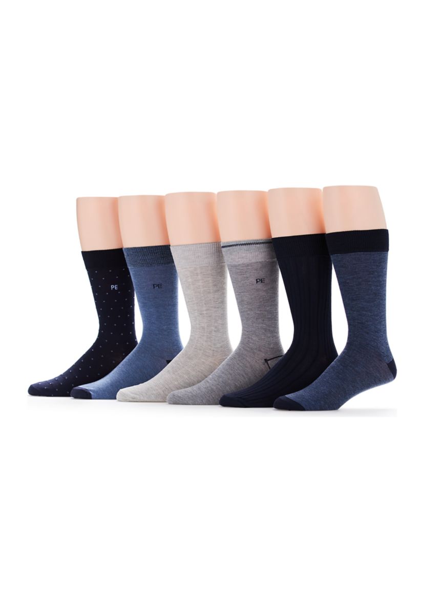 Perry Ellis® 6-Pack of Assorted Crew Socks | Belk