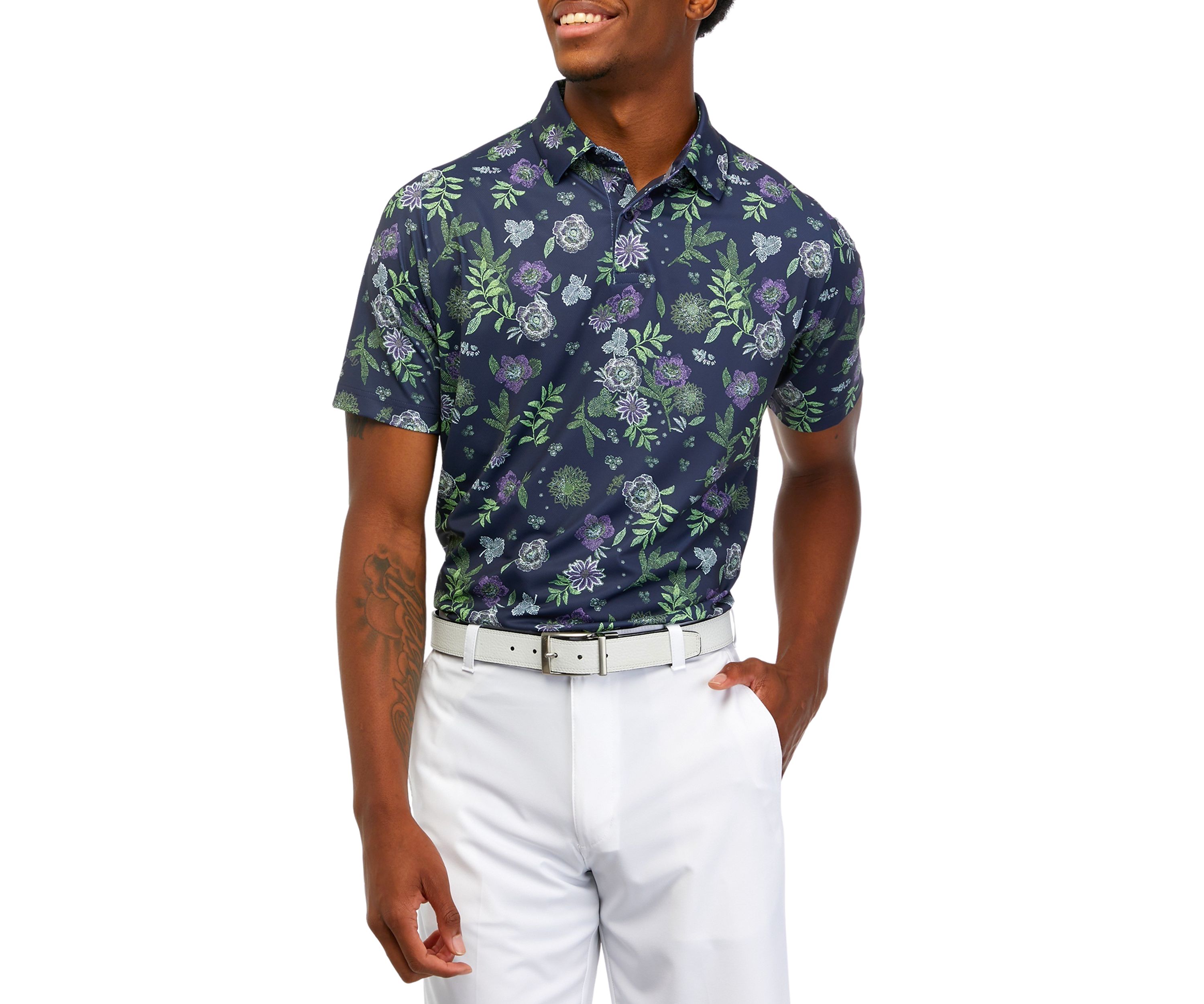 Callaway® Golf Men's Stitched Floral Print Short Sleeve Golf Polo Shirt ...