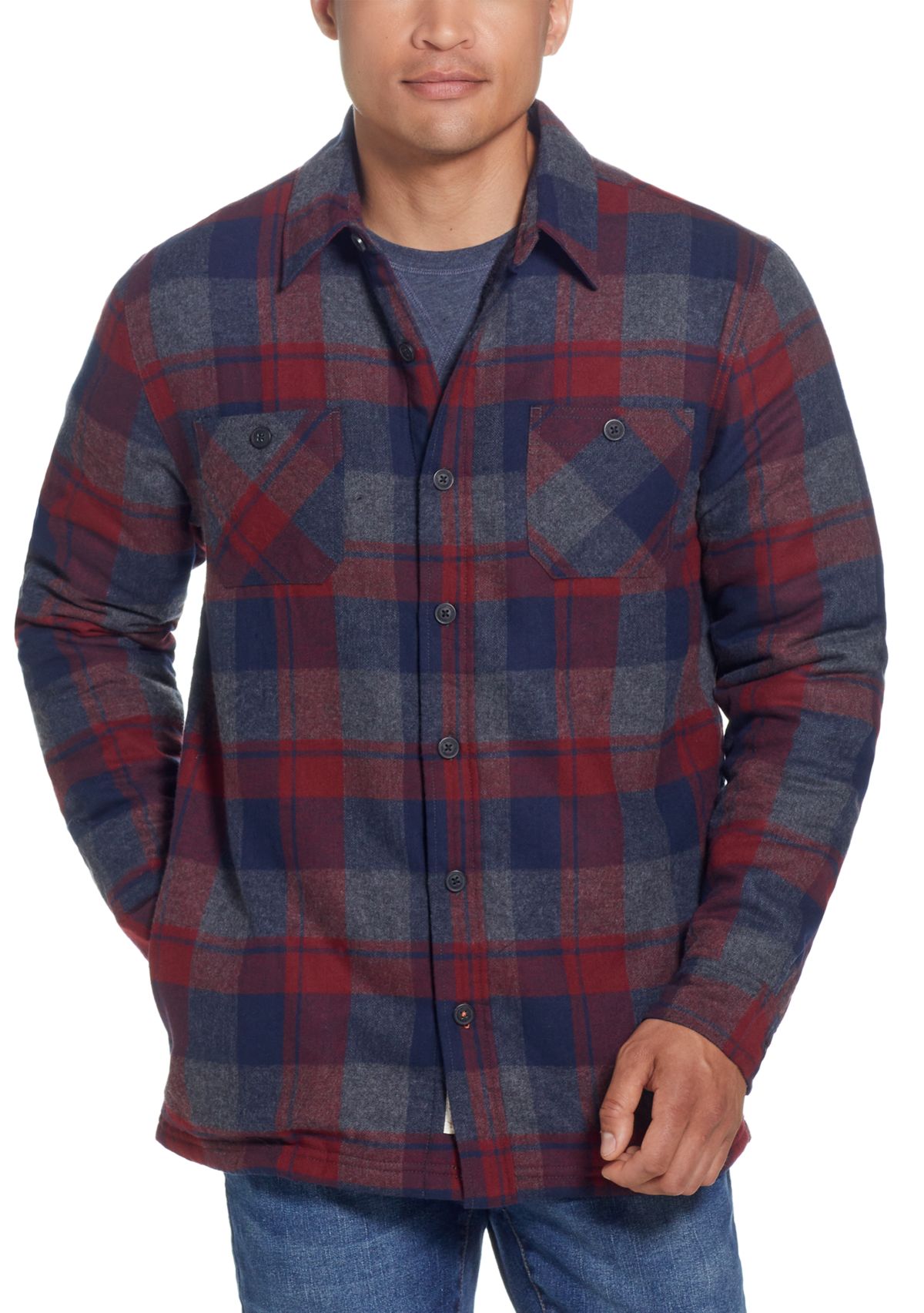 Weatherproof Vintage Men's Sherpa Lined Flannel Shirt Jacket | Belk