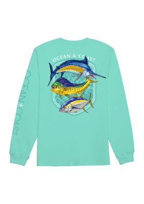 Ocean + Coast® Long Sleeve Sirocco Triple Fish Graphic T-Shirt | belk