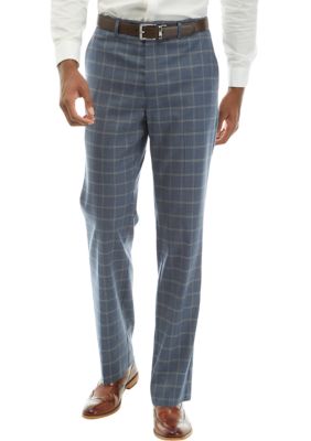 Chaps Blue and Tan Windowpane Dress Pants | belk