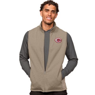 Antigua MLB Heathered Cincinnati Reds Course Full-Zip Vest | belk