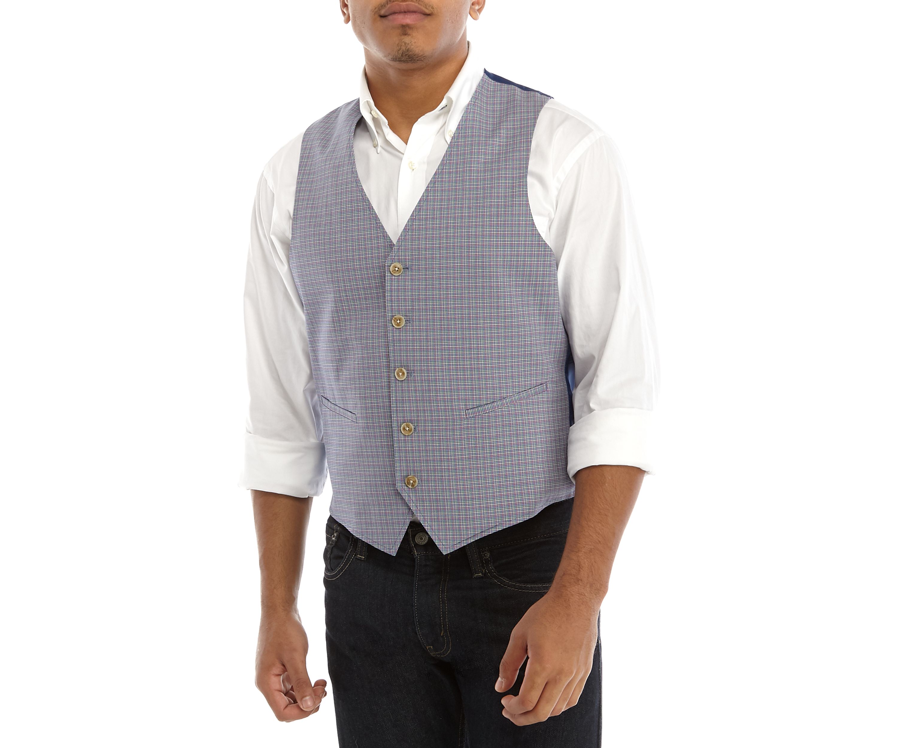Crown & Ivy™ Multicolor Check Vest | Belk