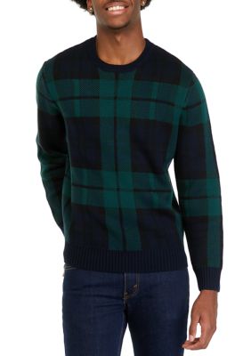 Crown & Ivy™ Men's Blackwatch Plaid Crew Neck Sweater | belk
