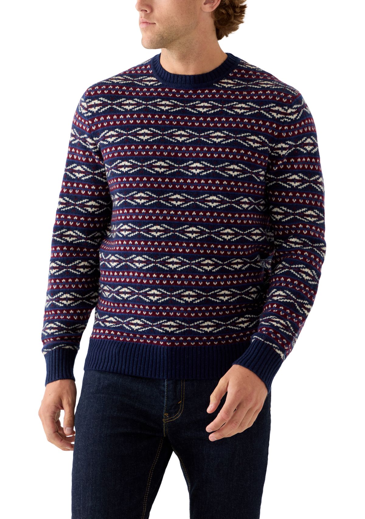 Crown & Ivy™ Men's Fair Isle Crew Neck Sweater | Belk