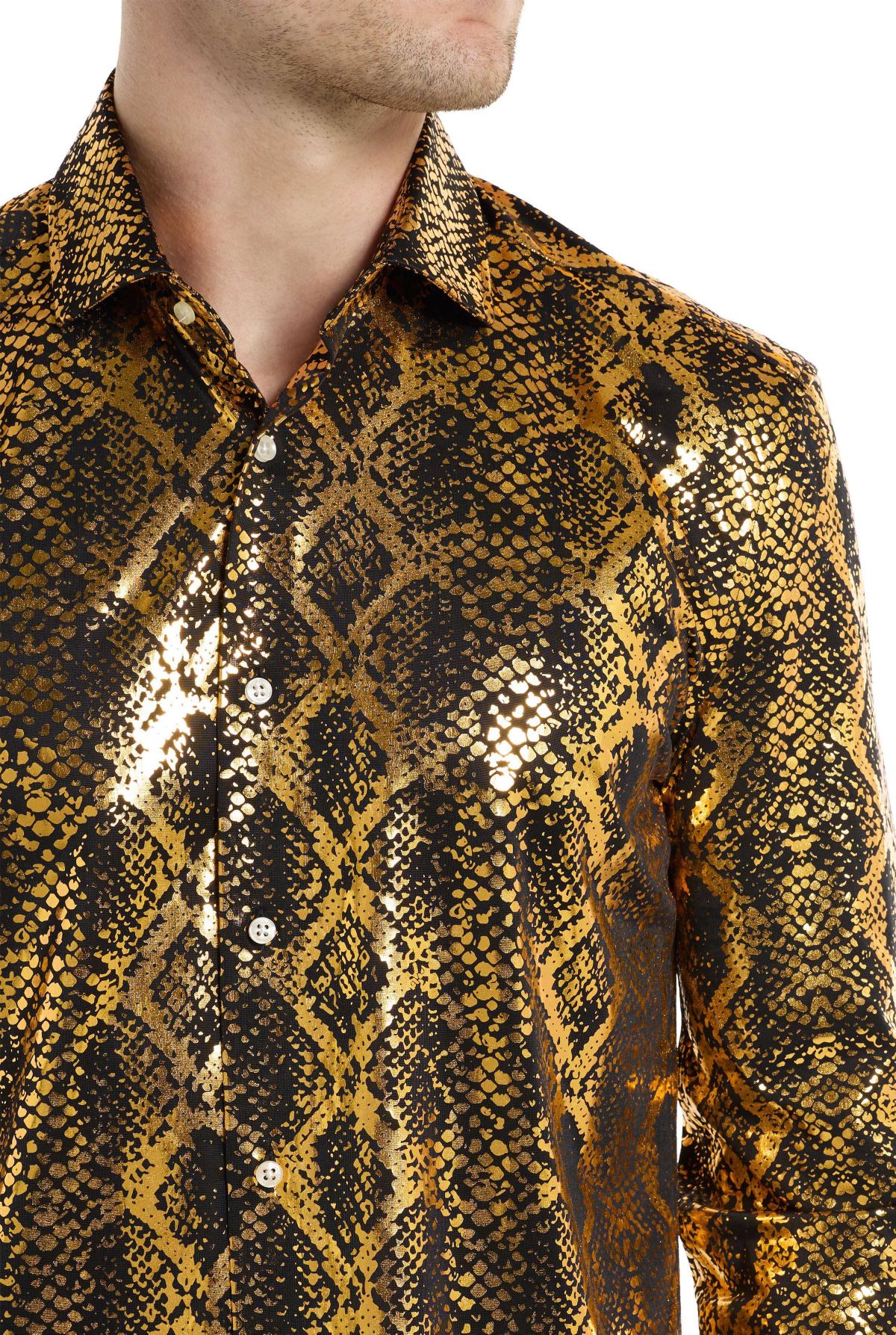 OppoSuits Shiny Snake Gold Long Sleeve Shirt | Belk