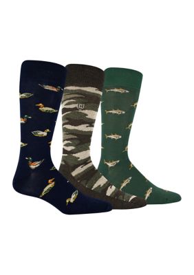Chaps Assorted 3 Pack Ducks & Trout & Camo Trouser Socks | belk