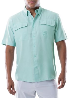 Guy Harvey® Men's Short Sleeve Cationic Heather Textured Fishing Shirt ...