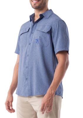Guy Harvey® Men's Short Sleeve Cationic Heather Textured Fishing Shirt ...