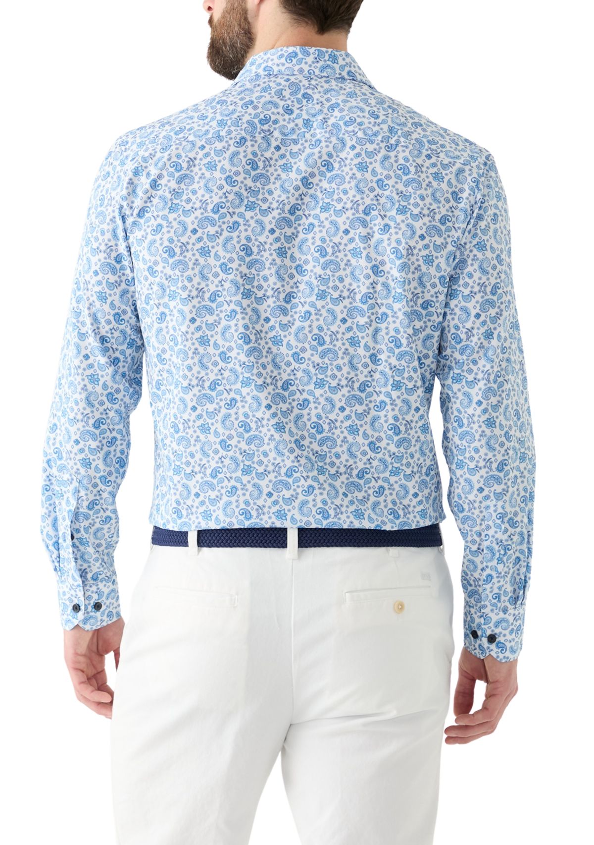 SOCIETY OF THREADS Slim Fit Light Blue Paisley Performance Stretch ...