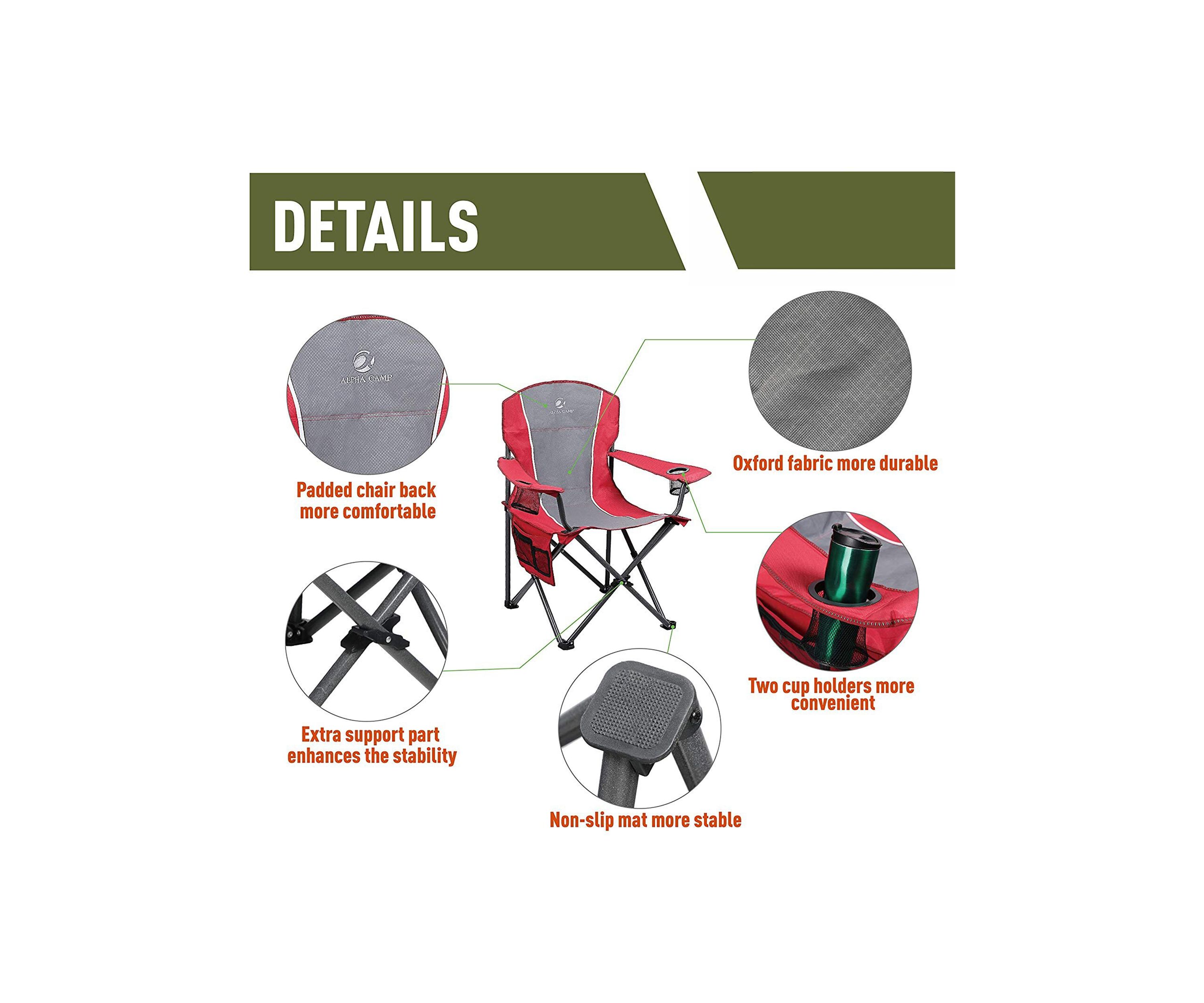 Alphacamp Portable Oversize Camping Arm Chair With Storage Bag | Belk