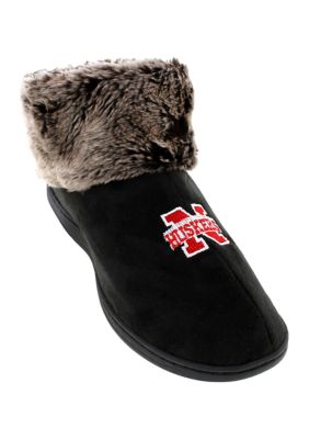 Comfy Feet NCAA Nebraska Cornhuskers Faux Sheepskin Furry Top Slippers ...