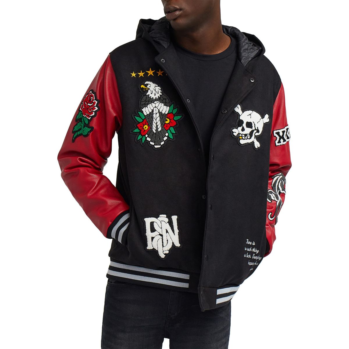Reason Clothing FORTUNE HOODED VARSITY JACKET | Belk