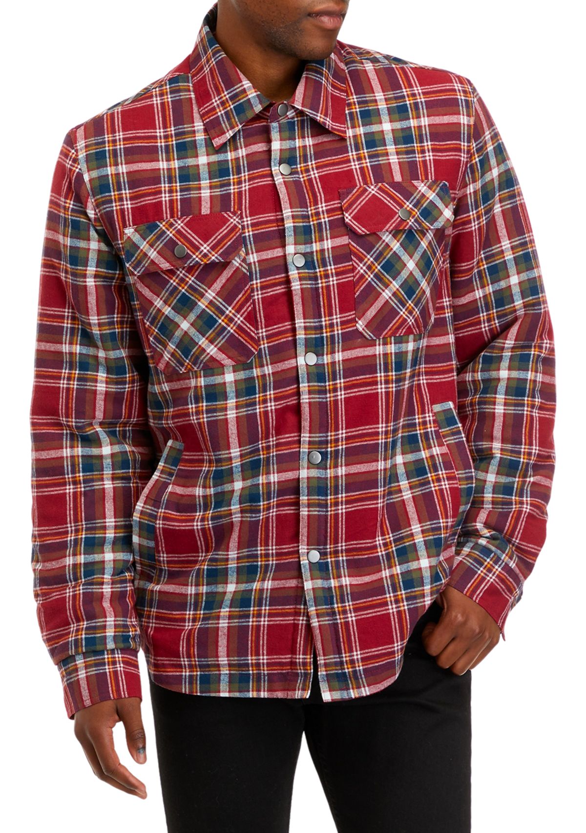 TRUE CRAFT Sherpa Lined Flannel Shacket | Belk