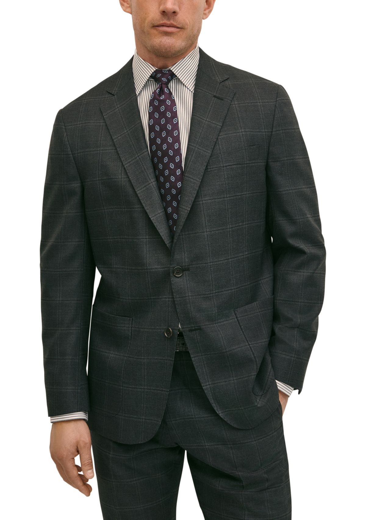 Brooks Brothers Men's Explorer Collection Classic Fit Wool Windowpane ...
