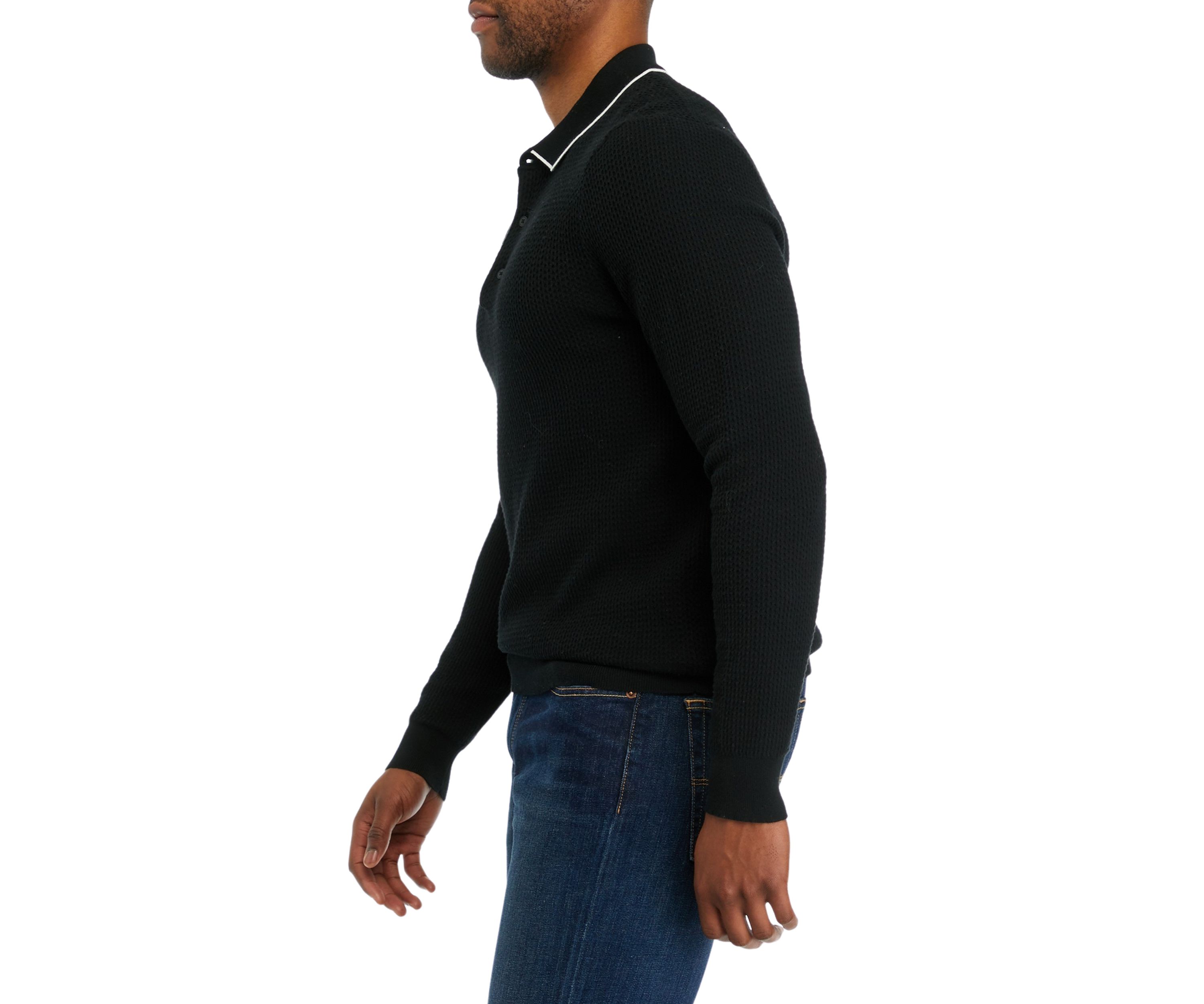 Magaschoni Men's Long Sleeve Tipped Collar Sweater | Belk