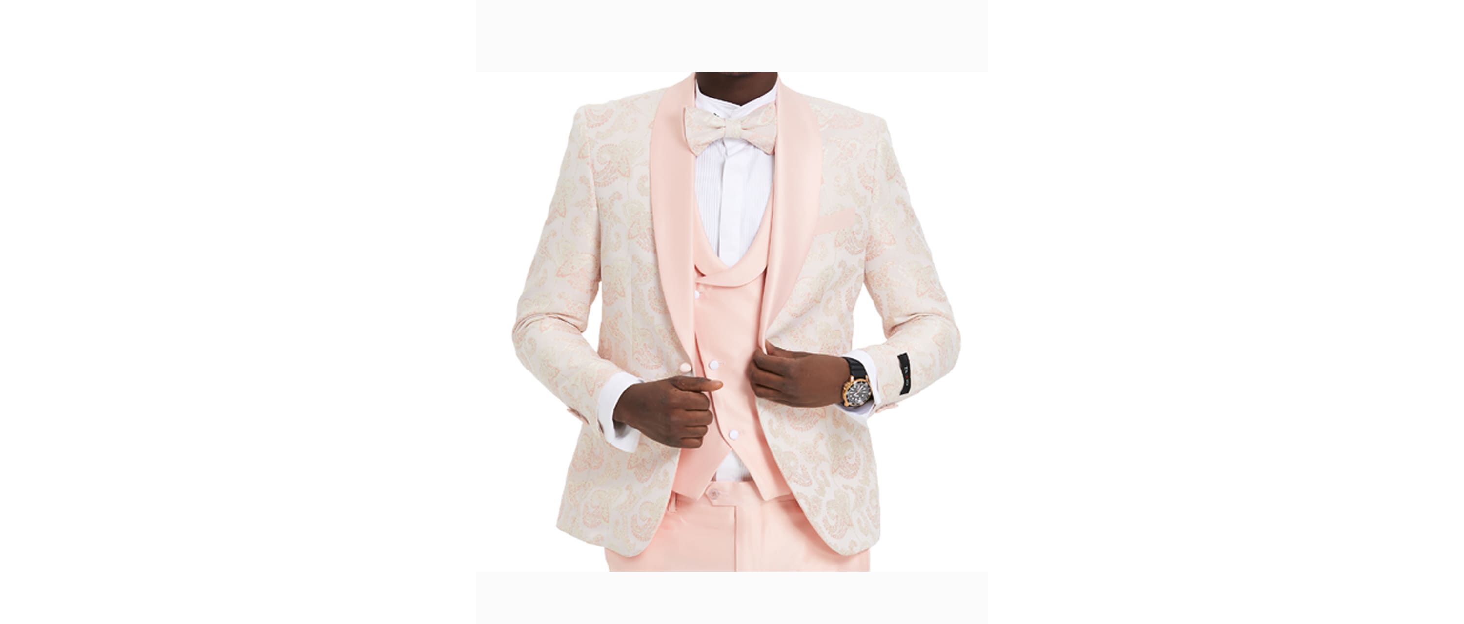 Tazzio Men's 3 PC Suit Paisley Shawl Suit With Double Breasted Satin ...