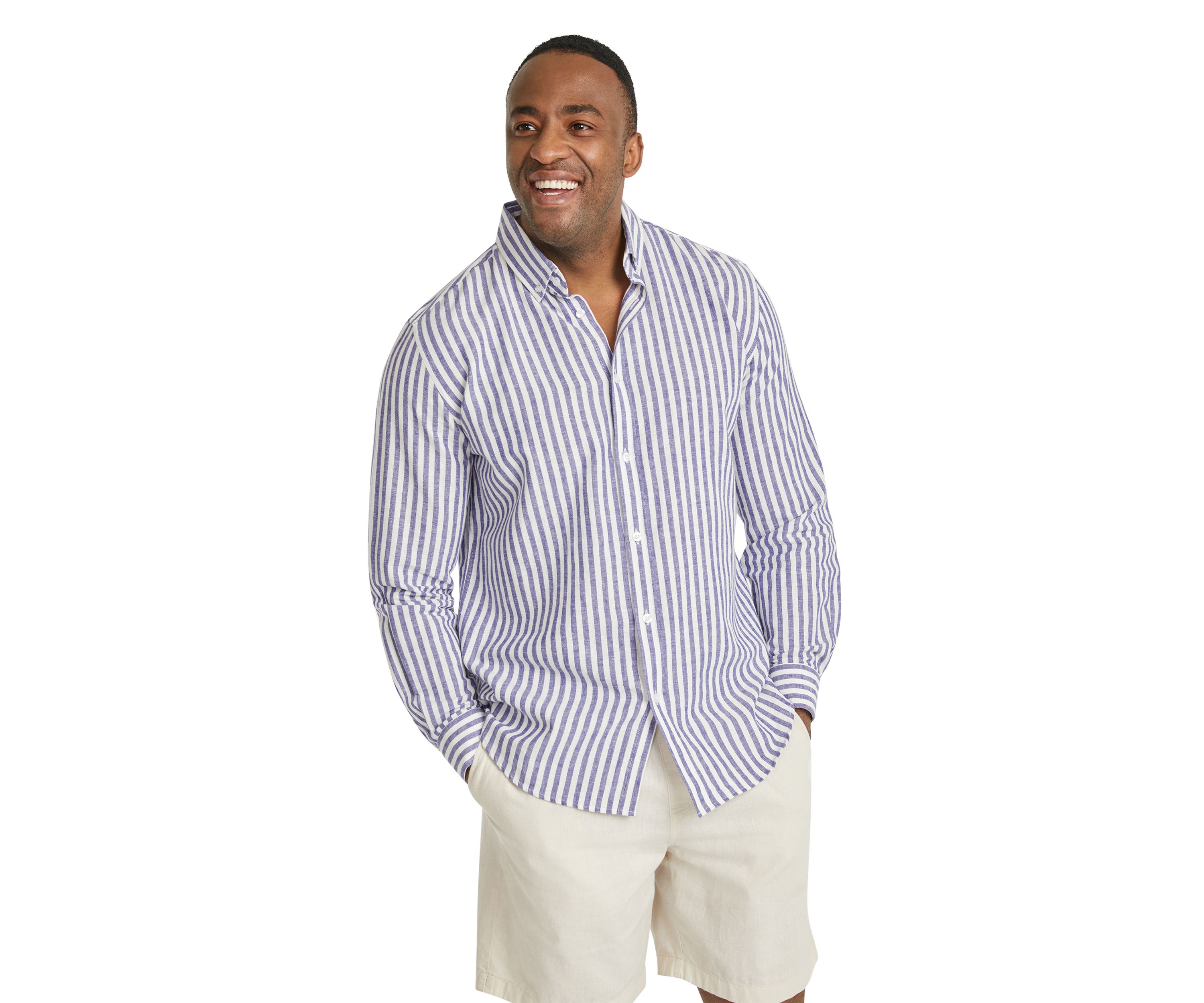 Johnny Bigg Big & Tall Johnny Bigg Holiday Stripe Linen Shirt | Belk