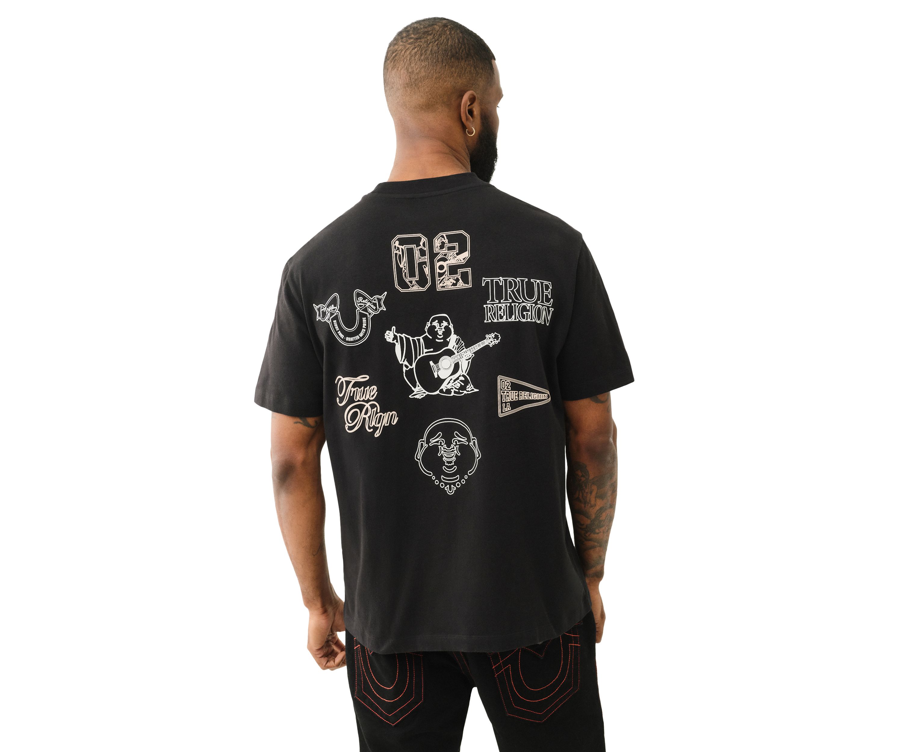 True Religion Men's High Density Multi Logo Short Sleeve Graphic T ...
