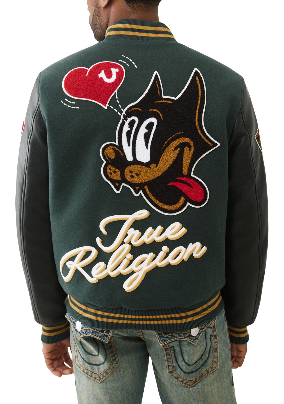 True Religion Cat Logo Varsity Jacket | Belk