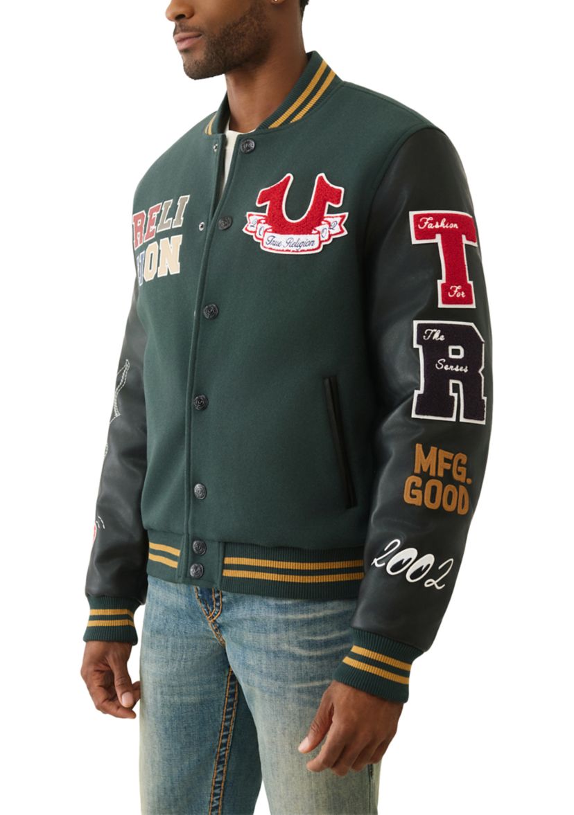 True Religion Cat Logo Varsity Jacket | Belk