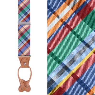 Trafalgar Sherwood Plaid Silk Button End Braces | Belk