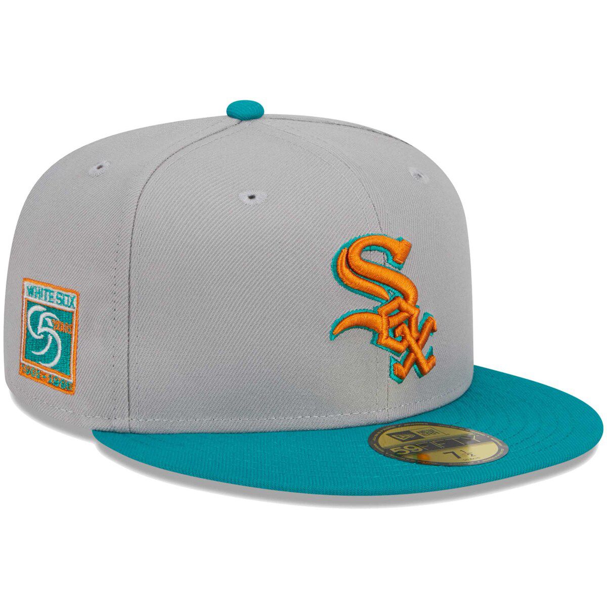 New Era Chicago White Sox MLB Gray/Teal Chicago Sox 59FIFTY Fitted Hat ...