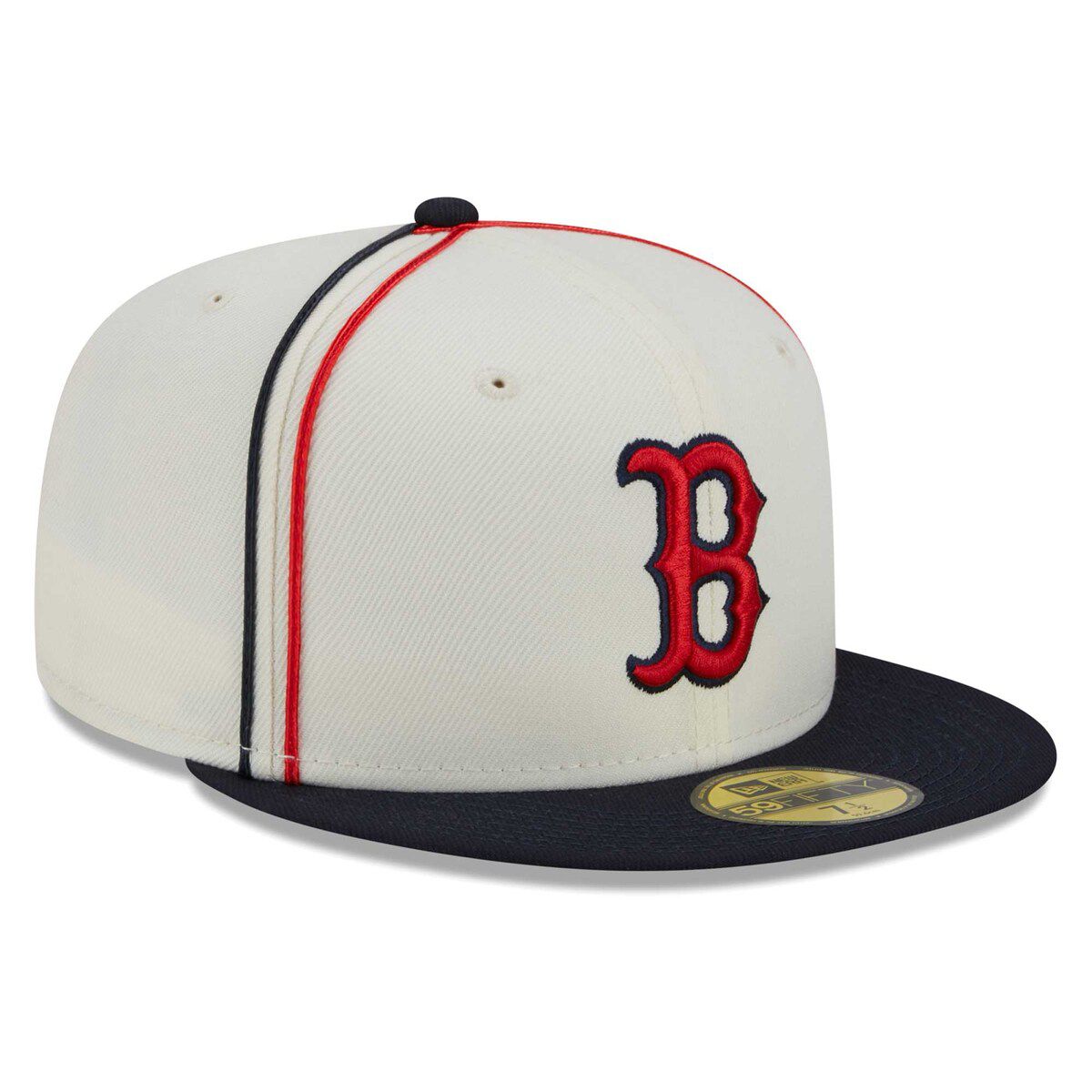 New Era Boston Red Sox MLB Cream/Navy Boston Sox Chrome Sutash 59FIFTY ...