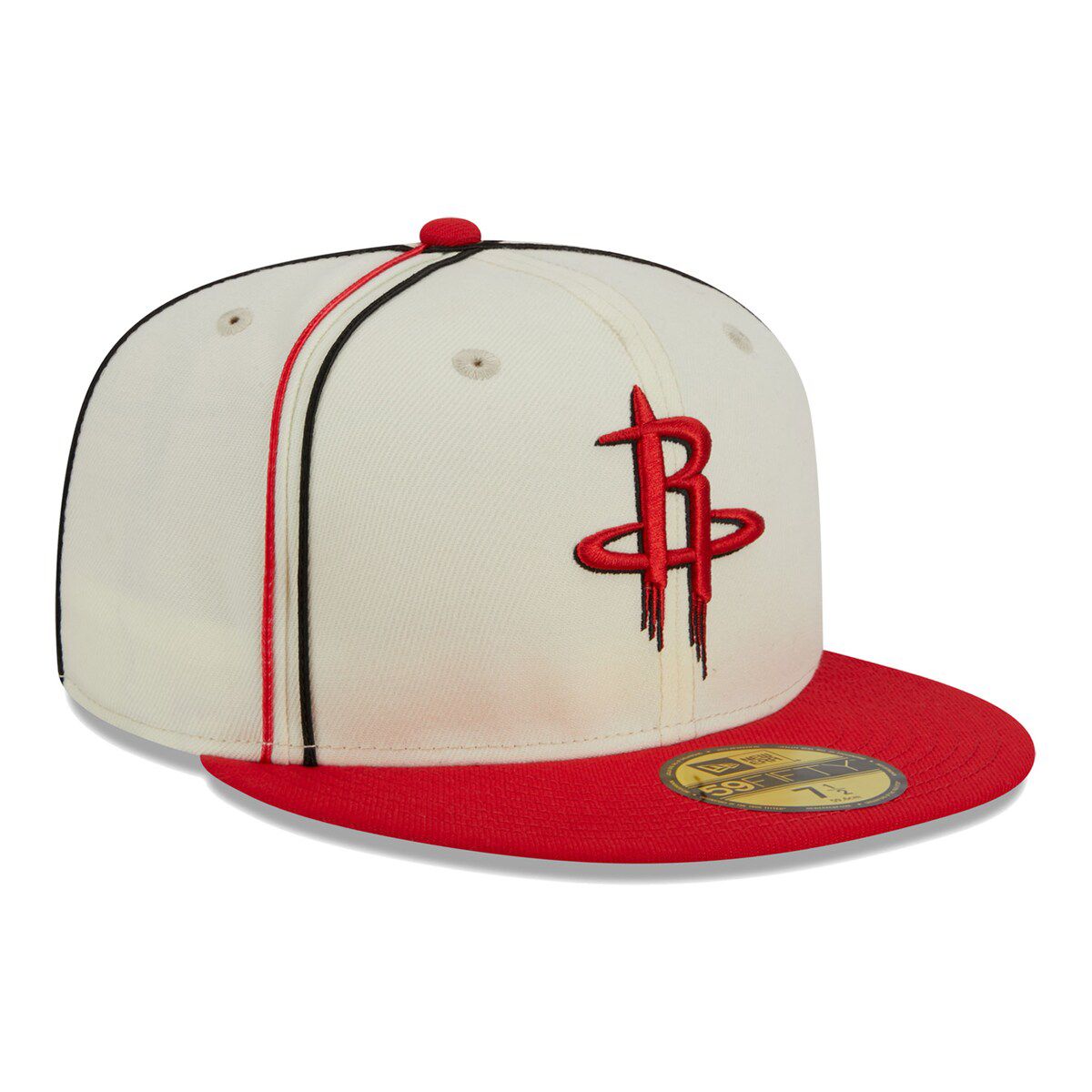 New Era NBA Cream/Red Houston Rockets Piping 2-Tone 59FIFTY Fitted Hat ...