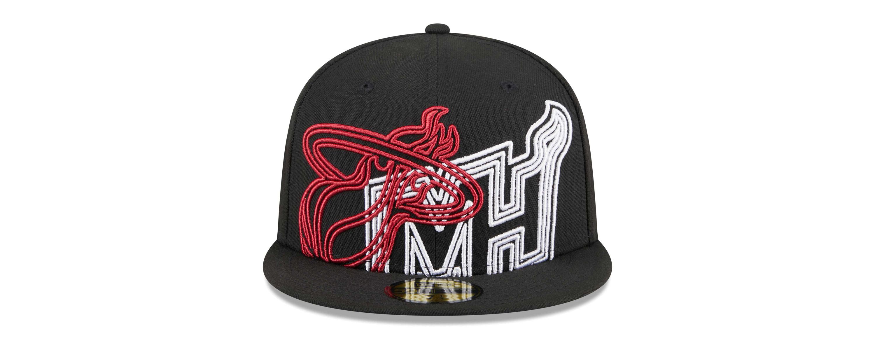 New Era NBA Miami Heat Game Day Hollow Logo Mashup 59FIFTY Fitted Hat ...